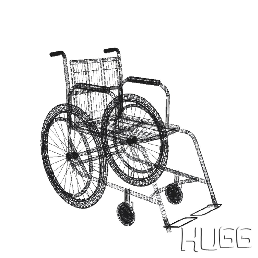 3d wheelchair chair wheel model