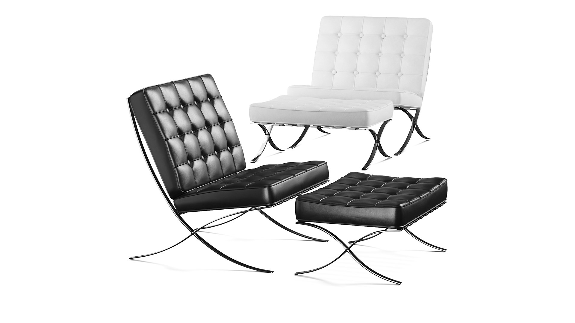 3D Barcelona Knoll Leather Armchair And Footstool - TurboSquid 2216186