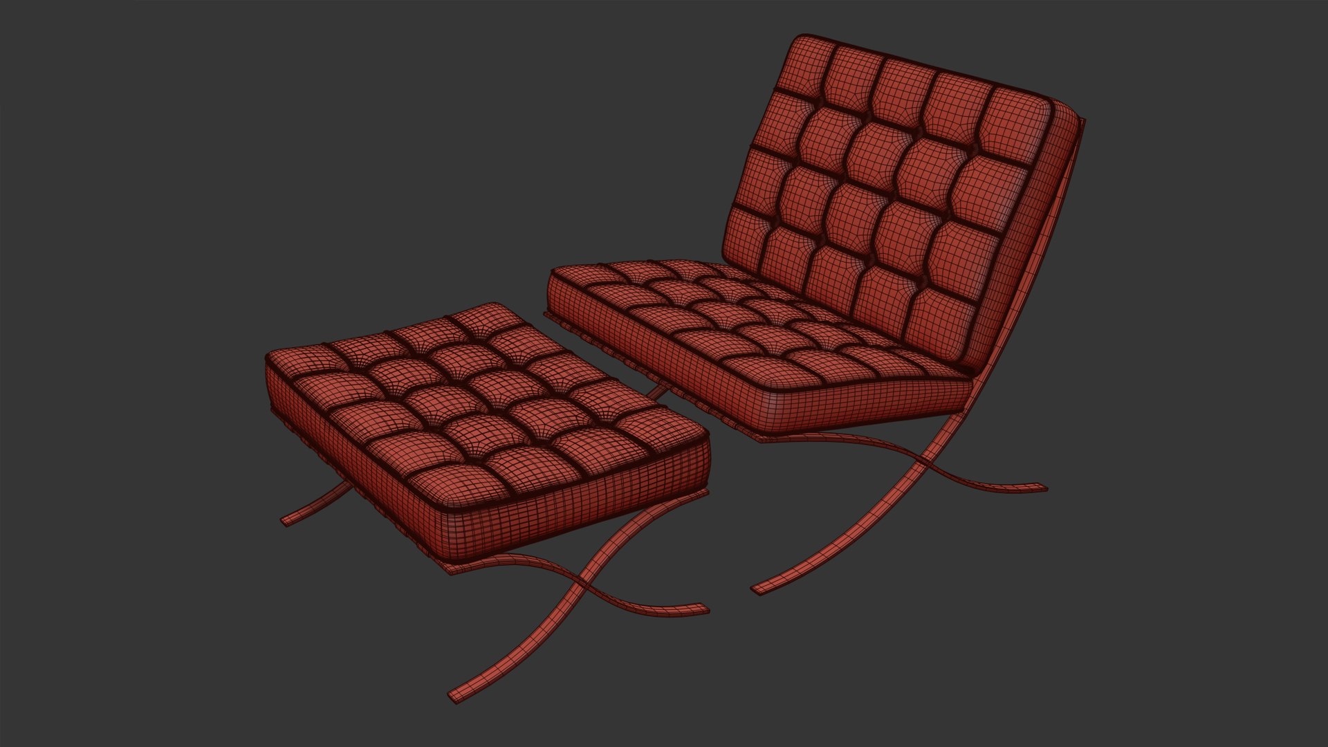 3D Barcelona Knoll Leather Armchair And Footstool - TurboSquid 2216186