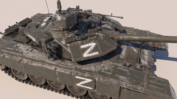 modelo 3d Tanque de batalla principal ruso T-90 con marcas Z ...