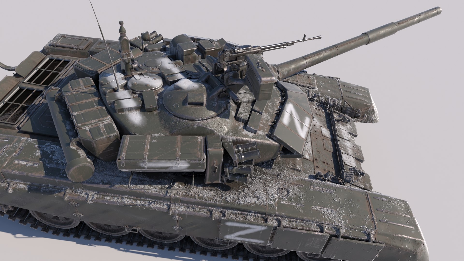 3D Model T-90 Russian Main Battle Tank With Z Marks - TurboSquid 1862681