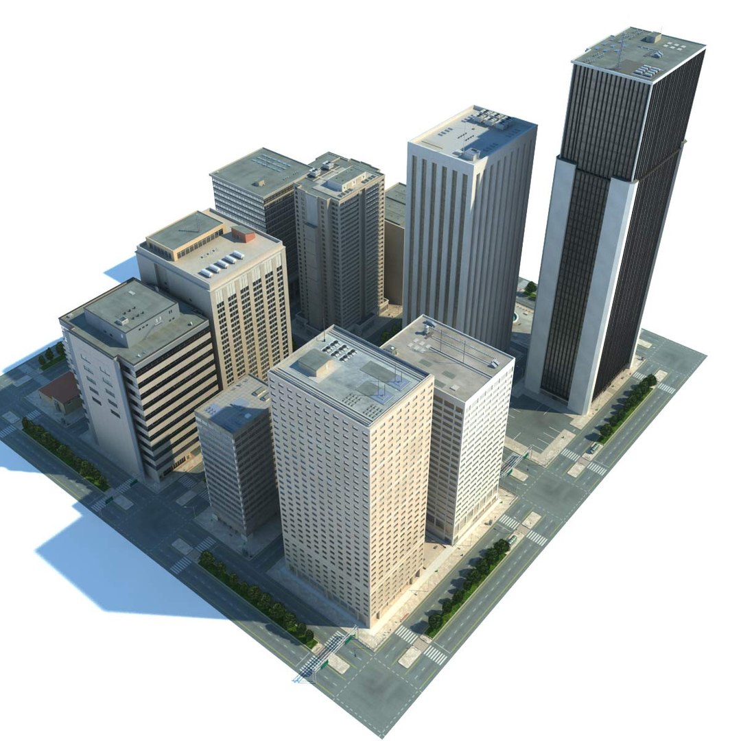 3d Model City Big Cityscape Buildings