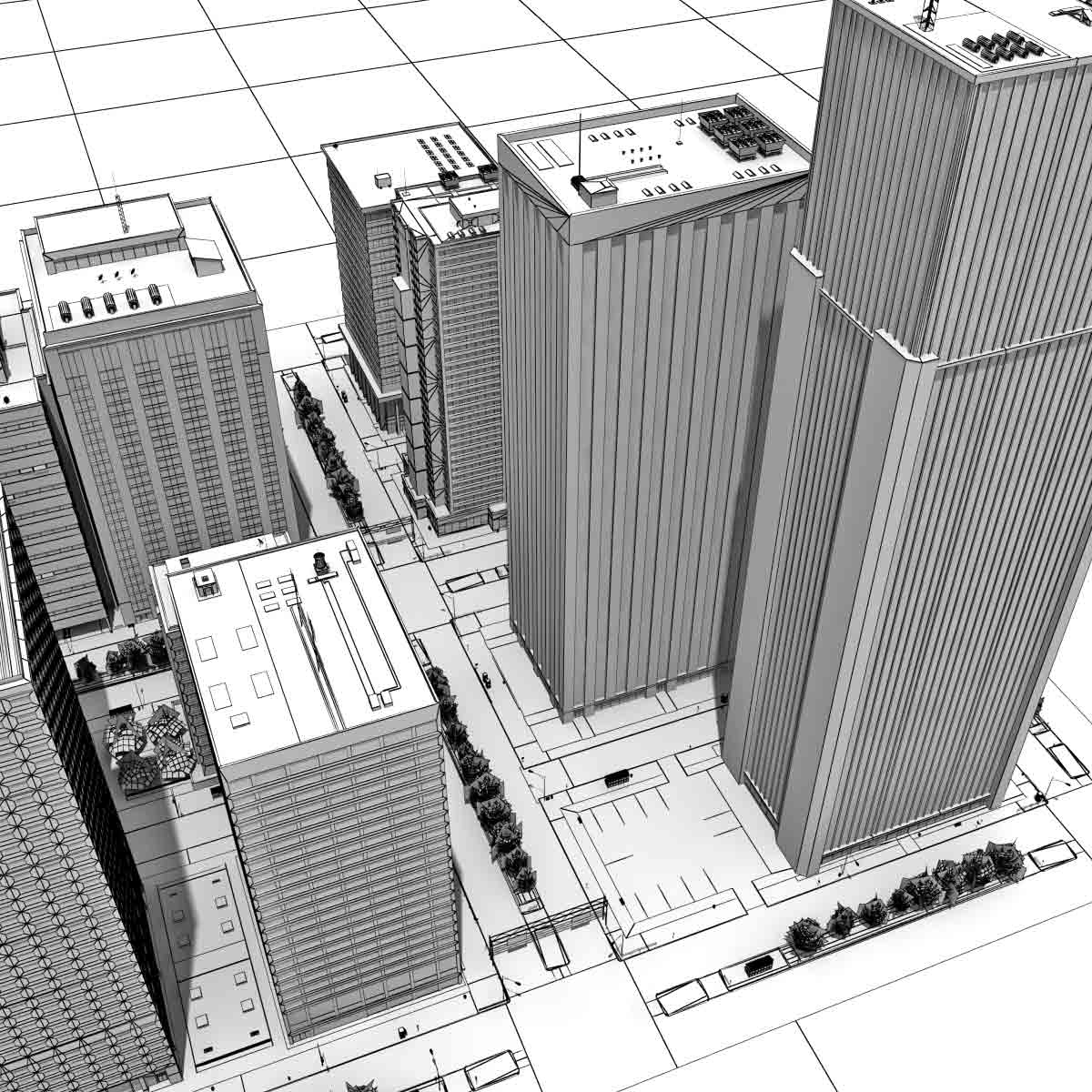 3d model city big cityscape buildings