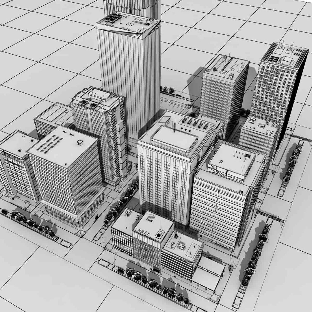 3d model city big cityscape buildings