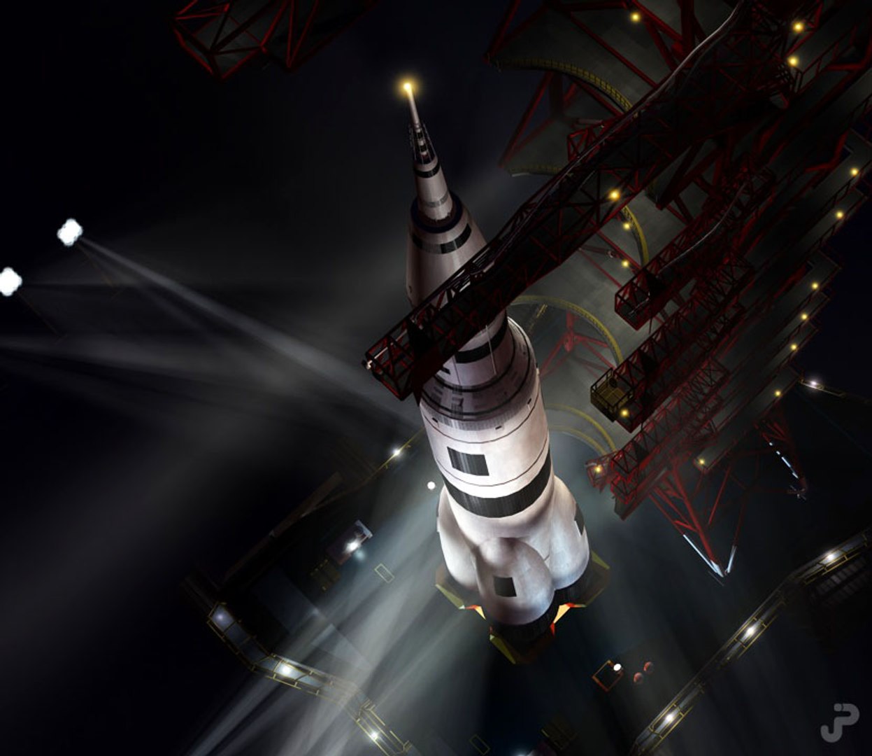 Launch Platform Rocket 3d Model