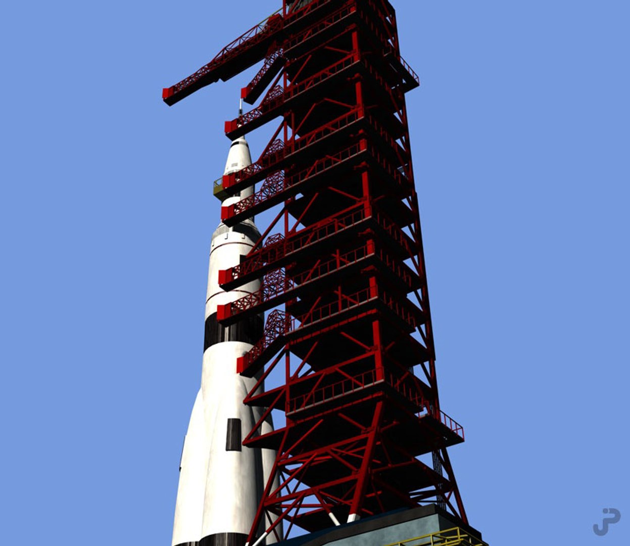 Launch Platform Rocket 3d Model