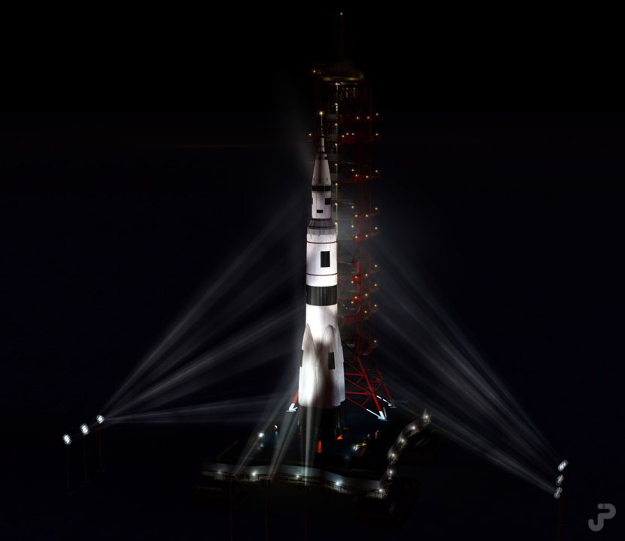 Launch Platform Rocket 3d Model