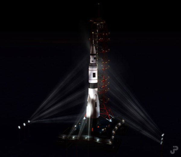 launch platform rocket 3d model