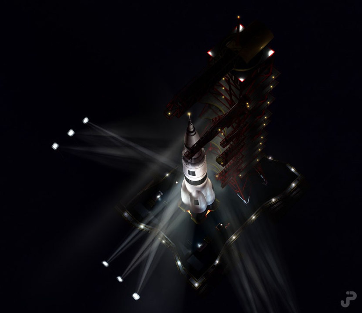 Launch Platform Rocket 3d Model