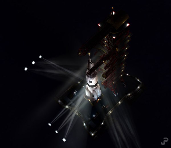 launch platform rocket 3d model