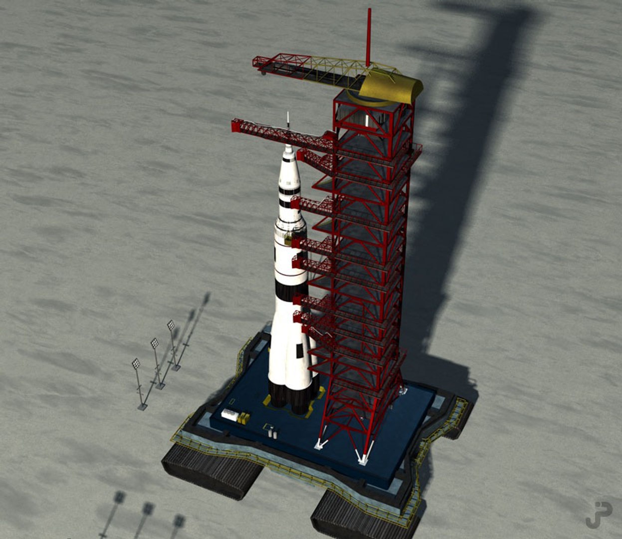 Launch Platform Rocket 3d Model