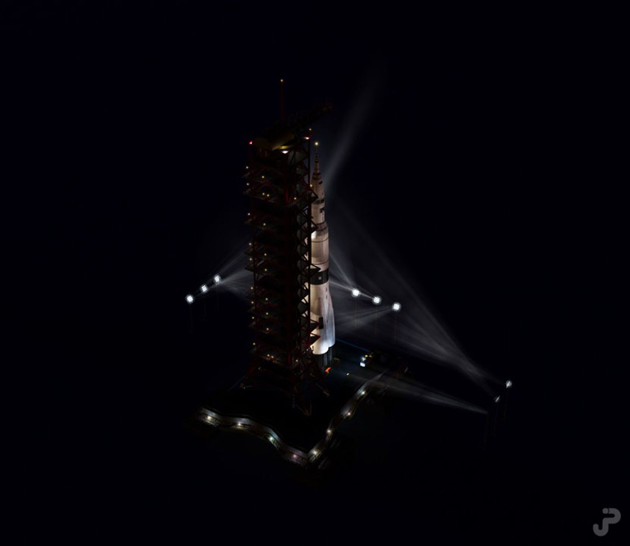 Launch Platform Rocket 3d Model