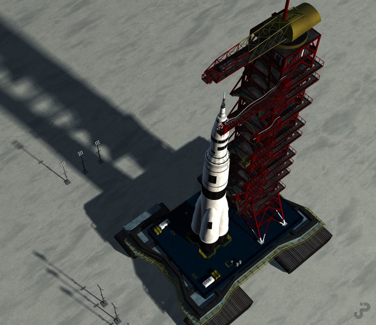 Launch Platform Rocket 3d Model