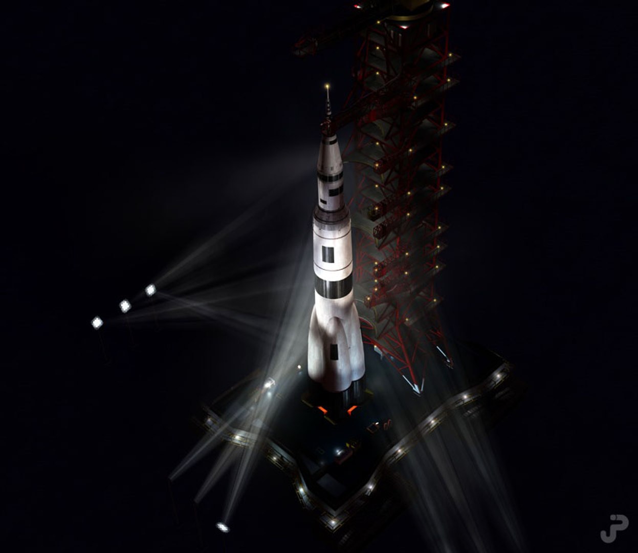 Launch Platform Rocket 3d Model