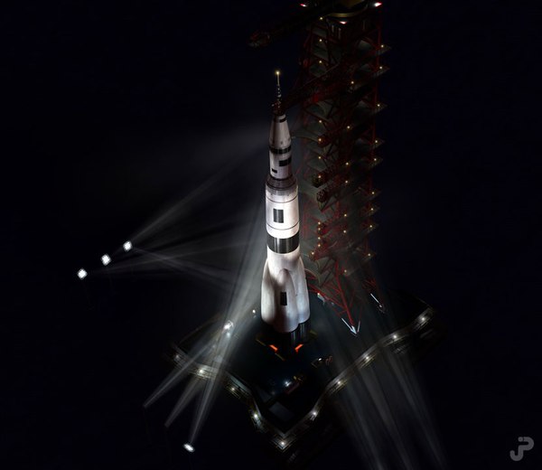 launch platform rocket 3d model