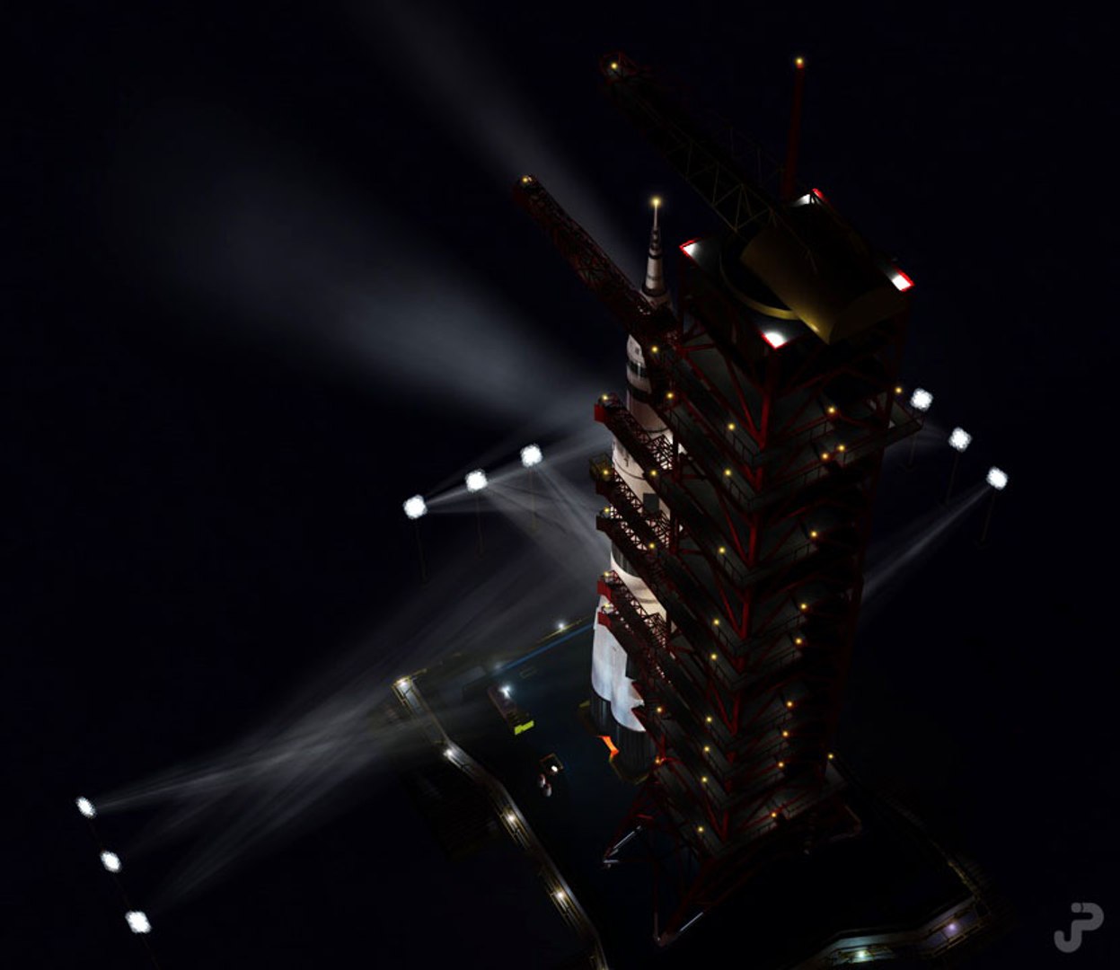 Launch Platform Rocket 3d Model