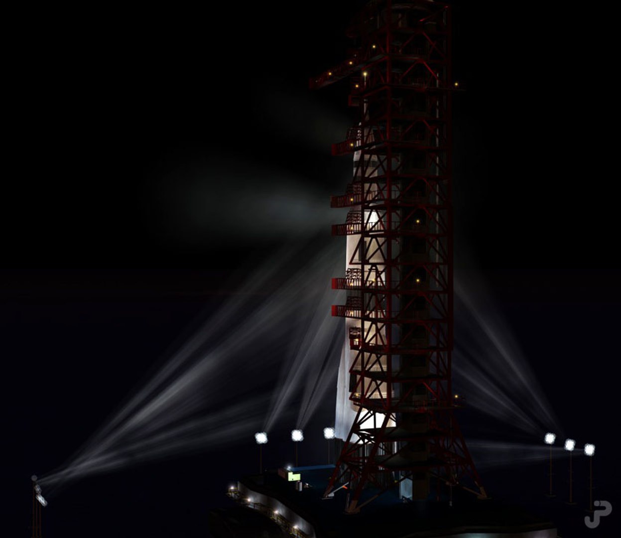 Launch Platform Rocket 3d Model