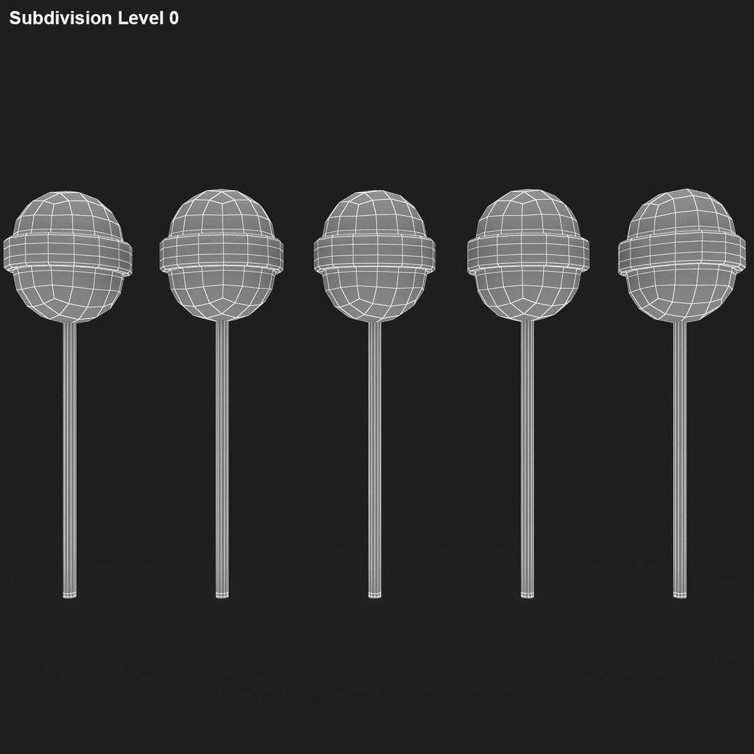 lollipops asst 5 colors 3d obj