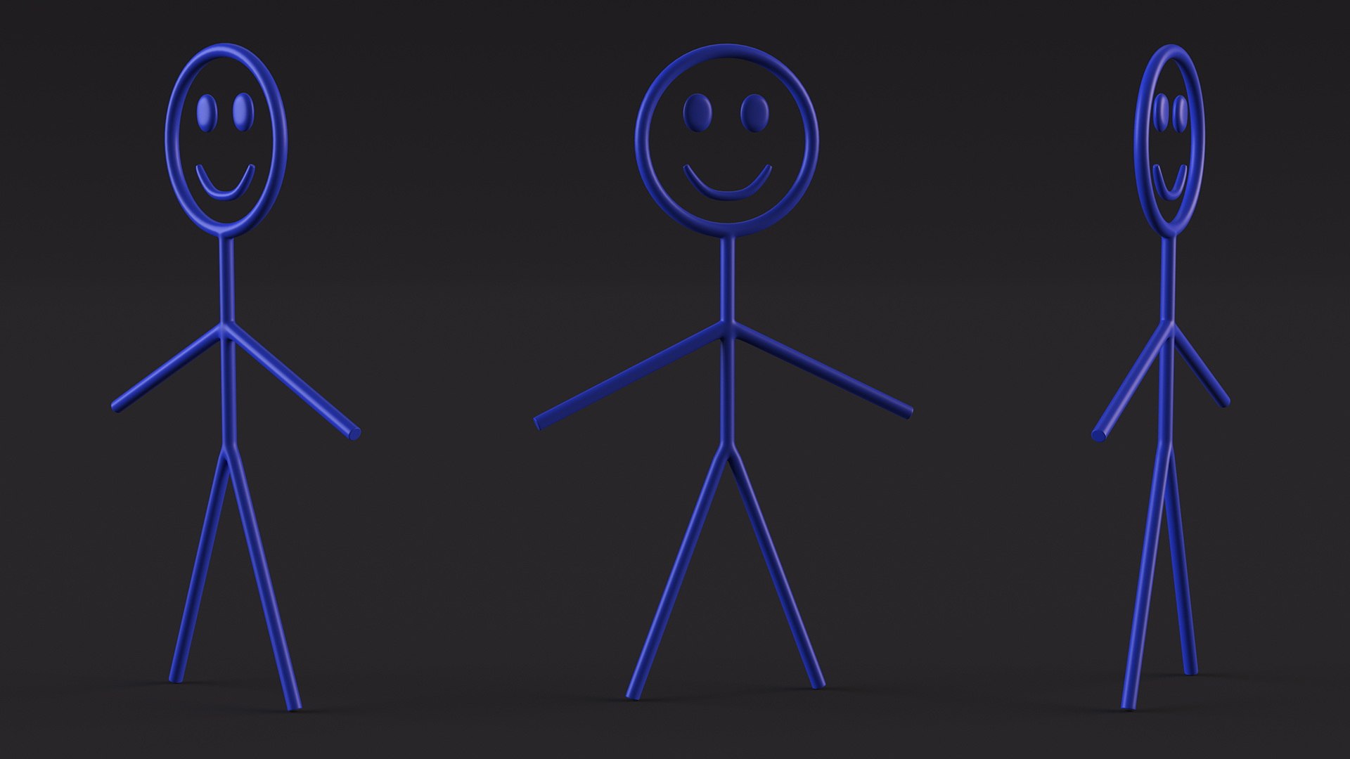Stickman Cartoon Figure Blue 3D - TurboSquid 2086096