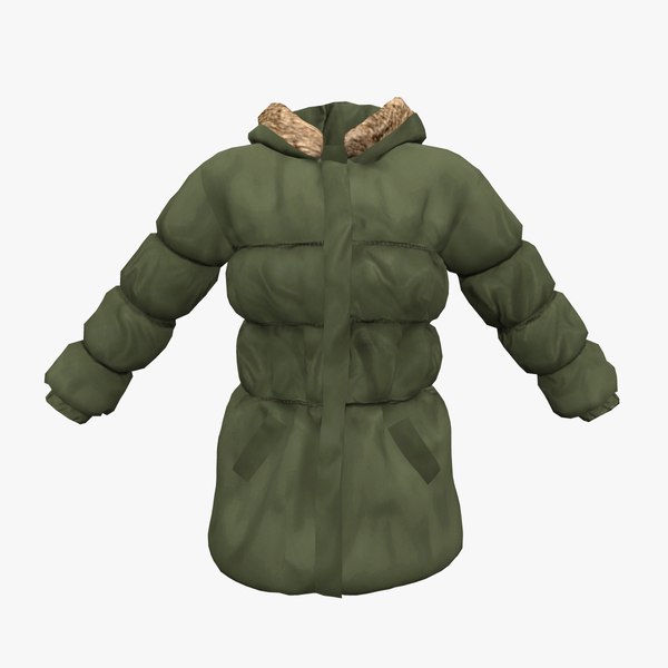 3D model Fur Trim Hooded Long Padded Winter Coat - TurboSquid 1931672