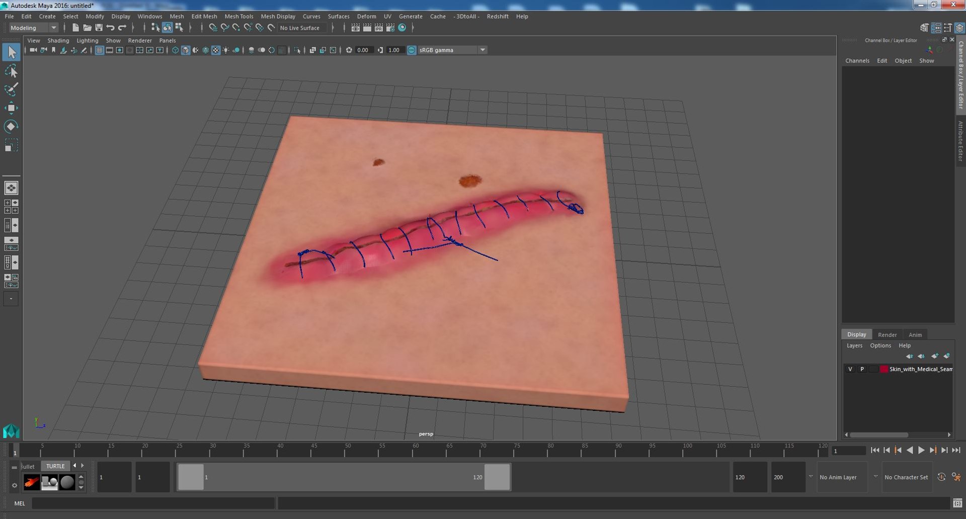 3D model Skin with Medical Seam Open - TurboSquid 2161372