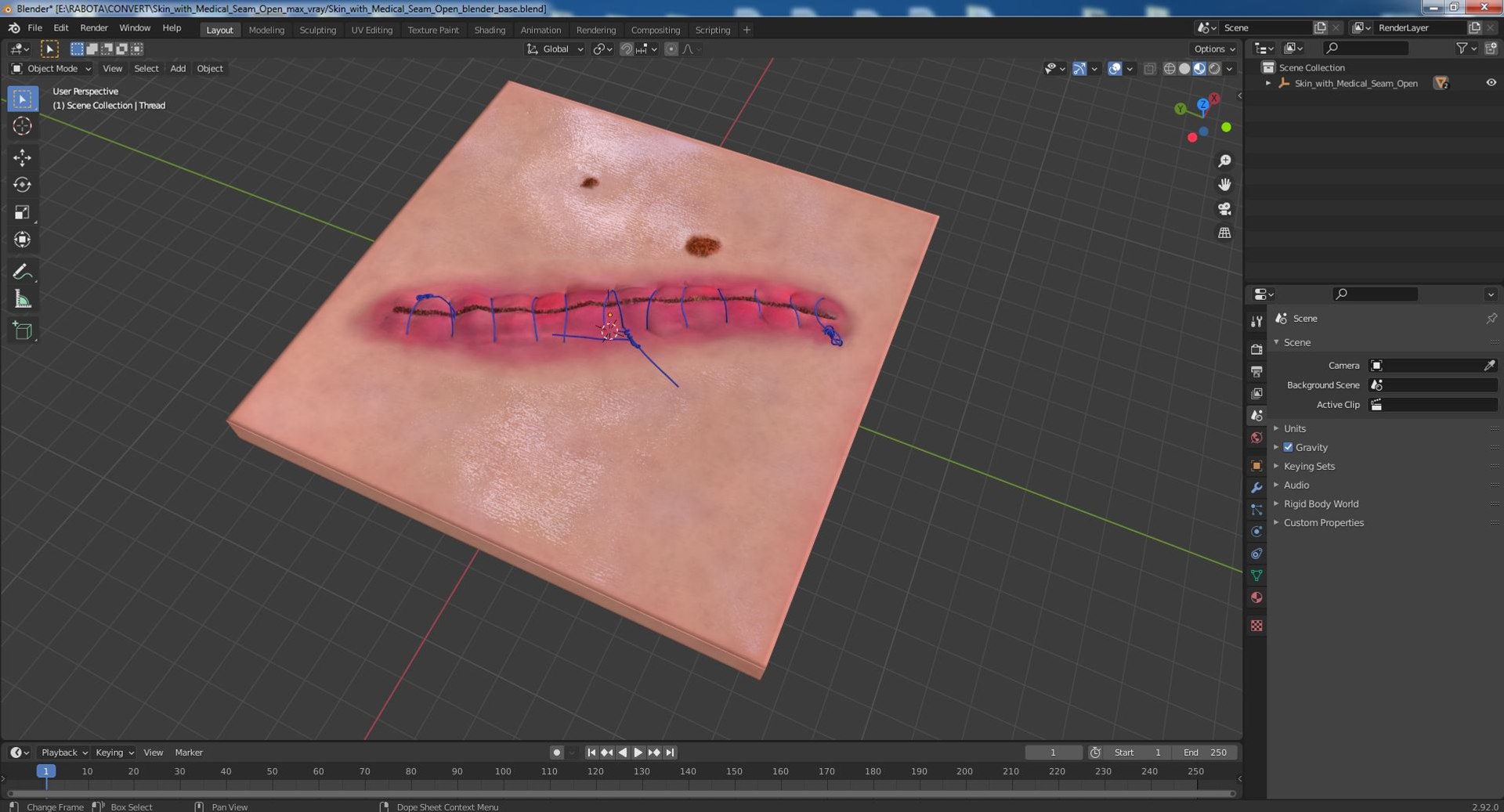 3D model Skin with Medical Seam Open - TurboSquid 2161372