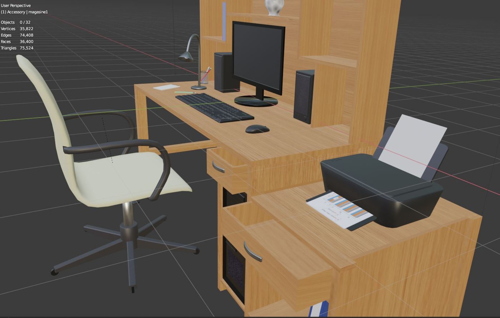3D model office computer desk - TurboSquid 1698209