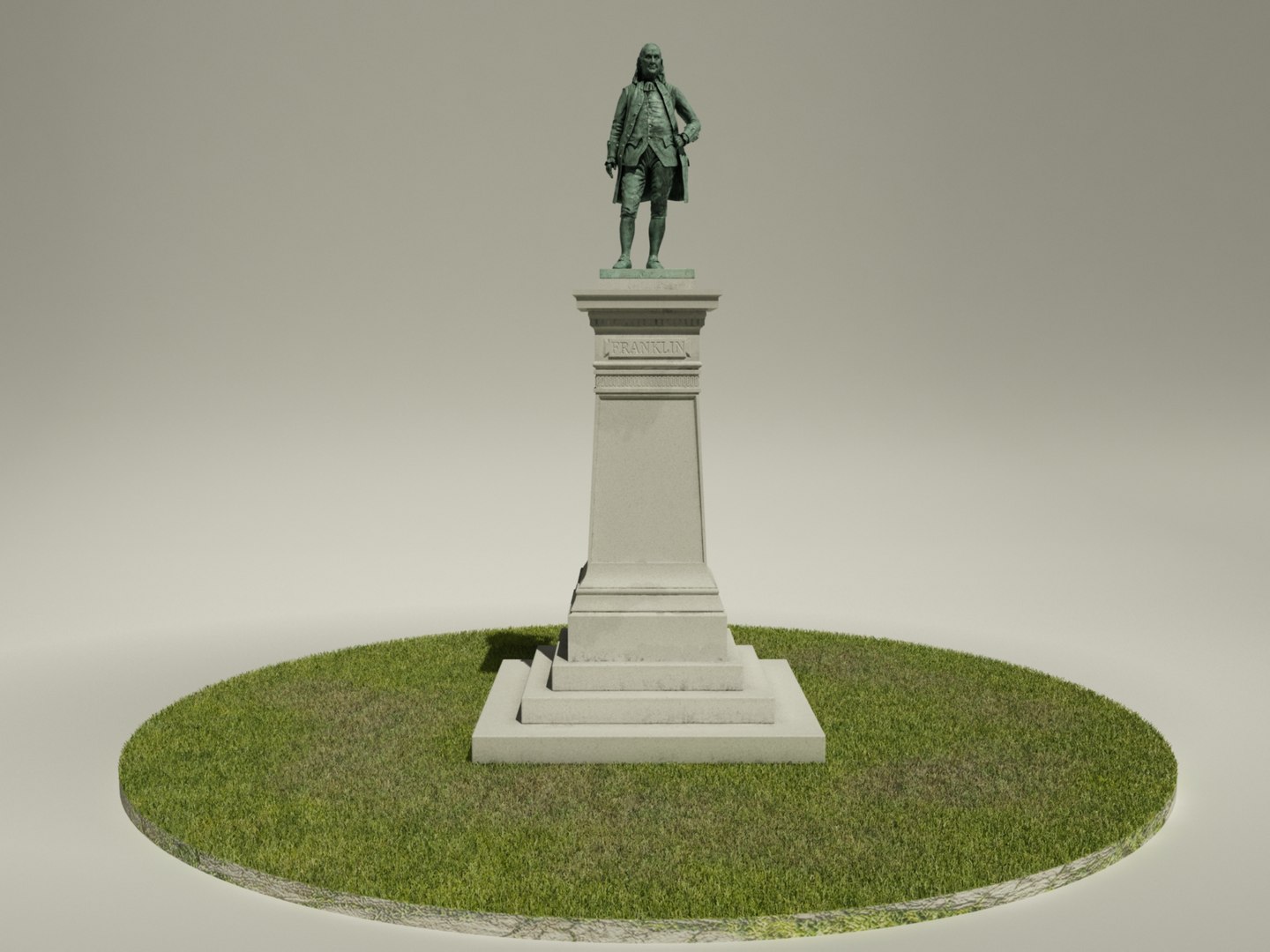 Benjamin Franklin Statue 3d Obj