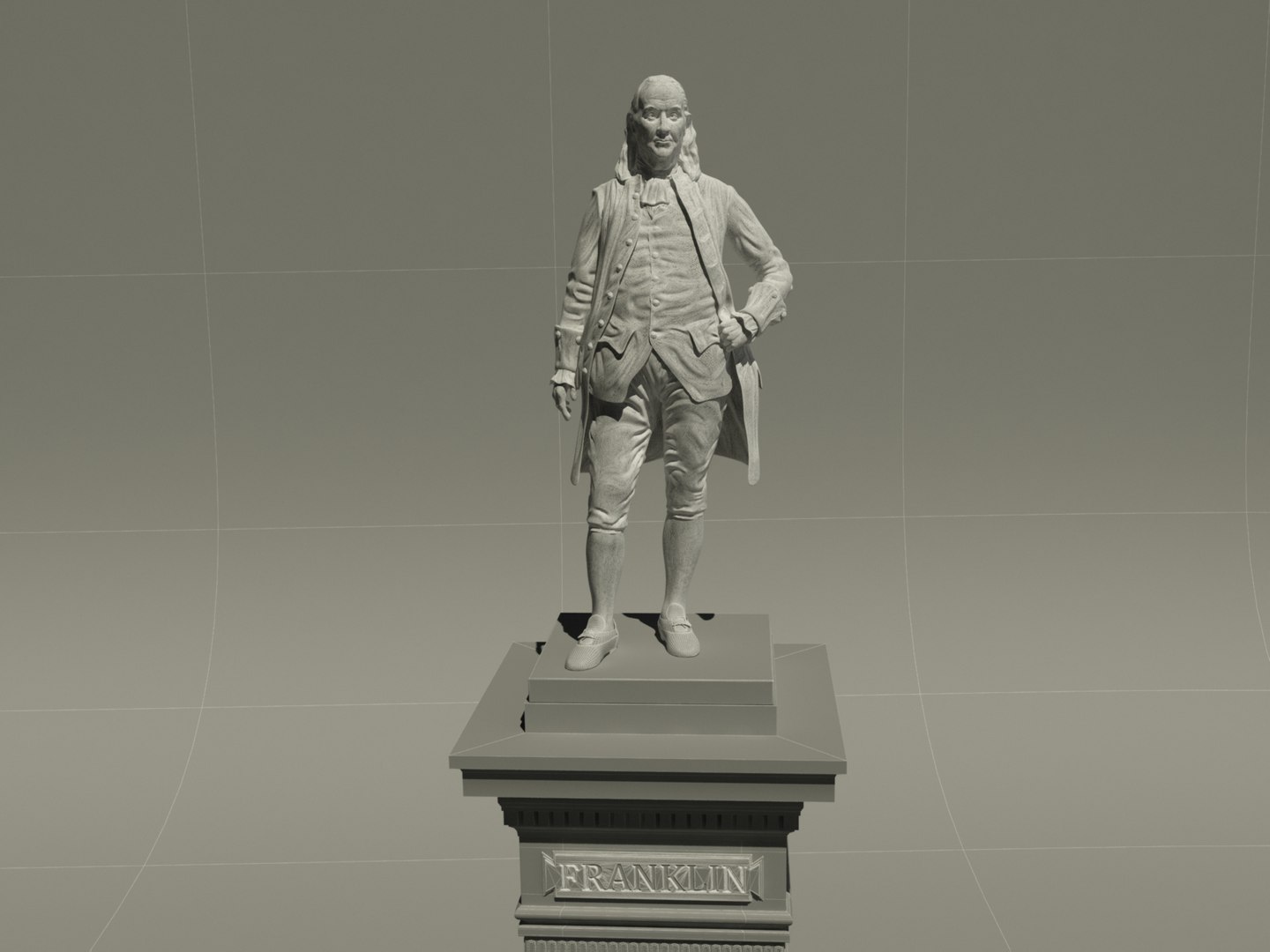 Benjamin Franklin Statue 3d Obj