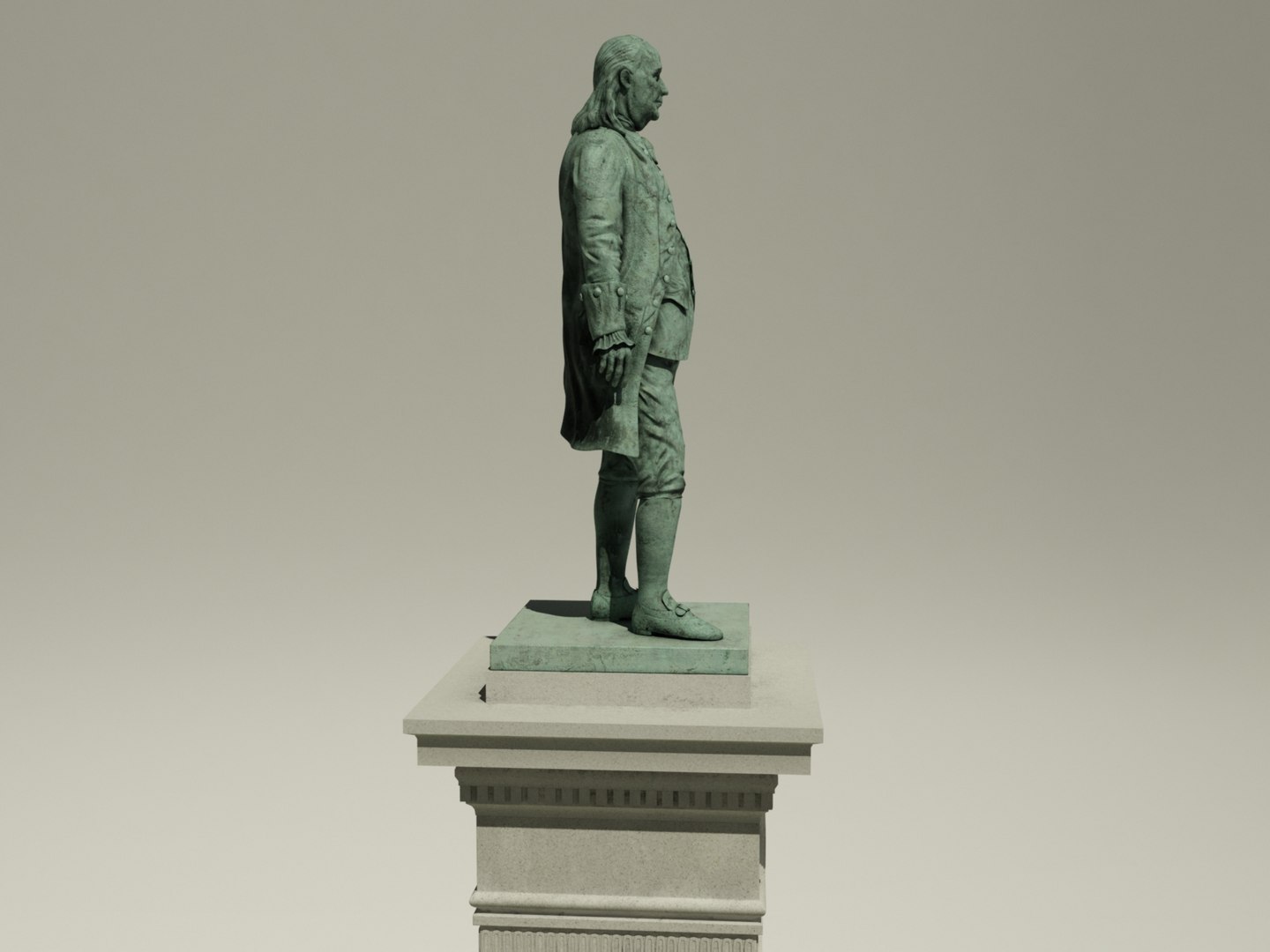 Benjamin Franklin Statue 3d Obj
