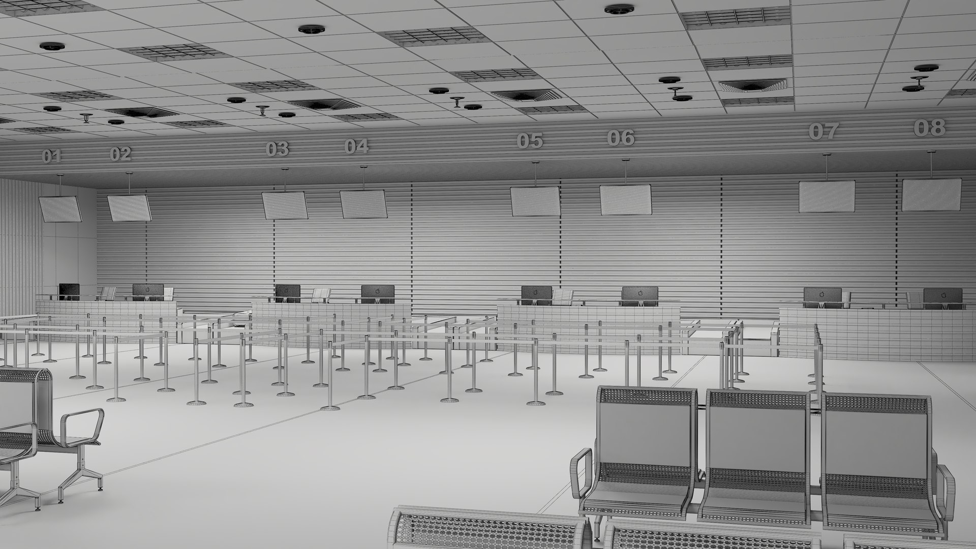 Airport Check-in 3D Model - TurboSquid 2224884