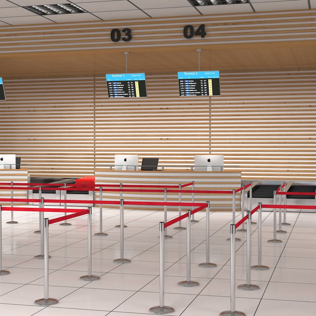 Airport Check-in 3D Model - TurboSquid 2224884