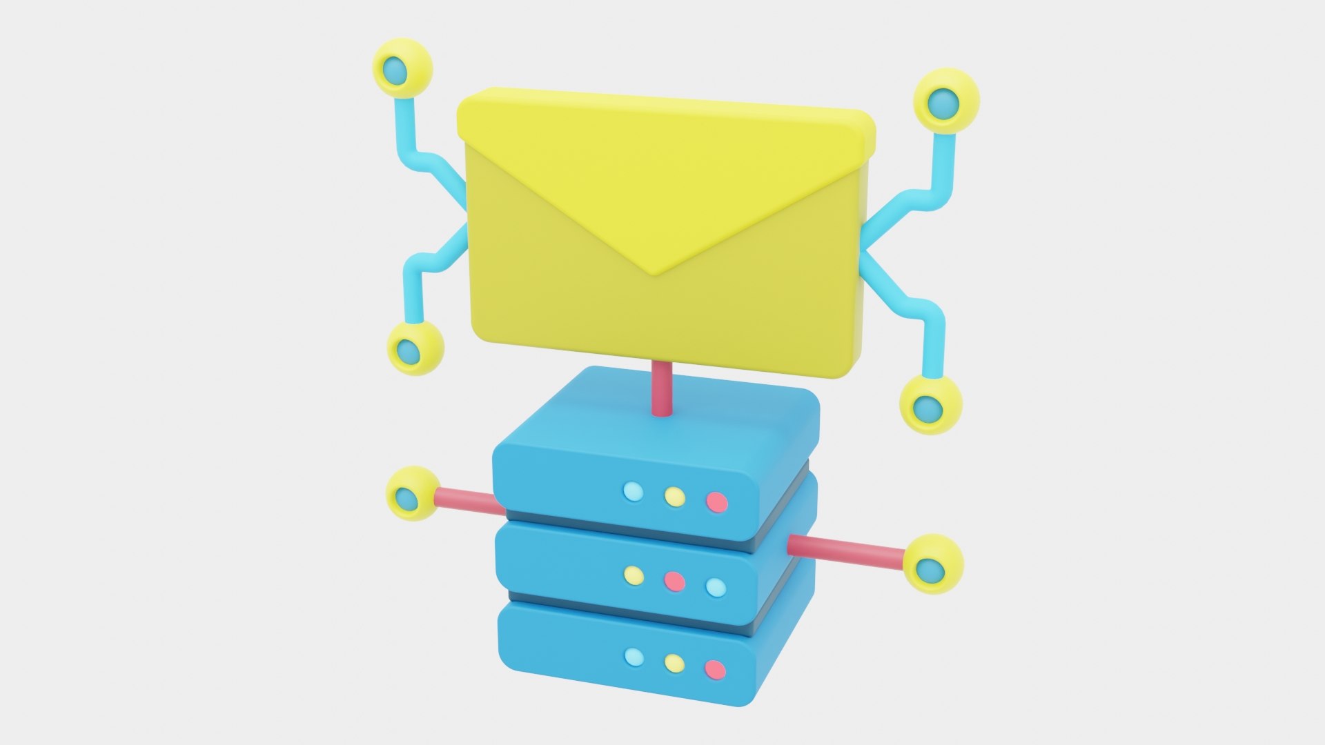 Mail Server Icon Represented With Multiple Routers And Mailing ...
