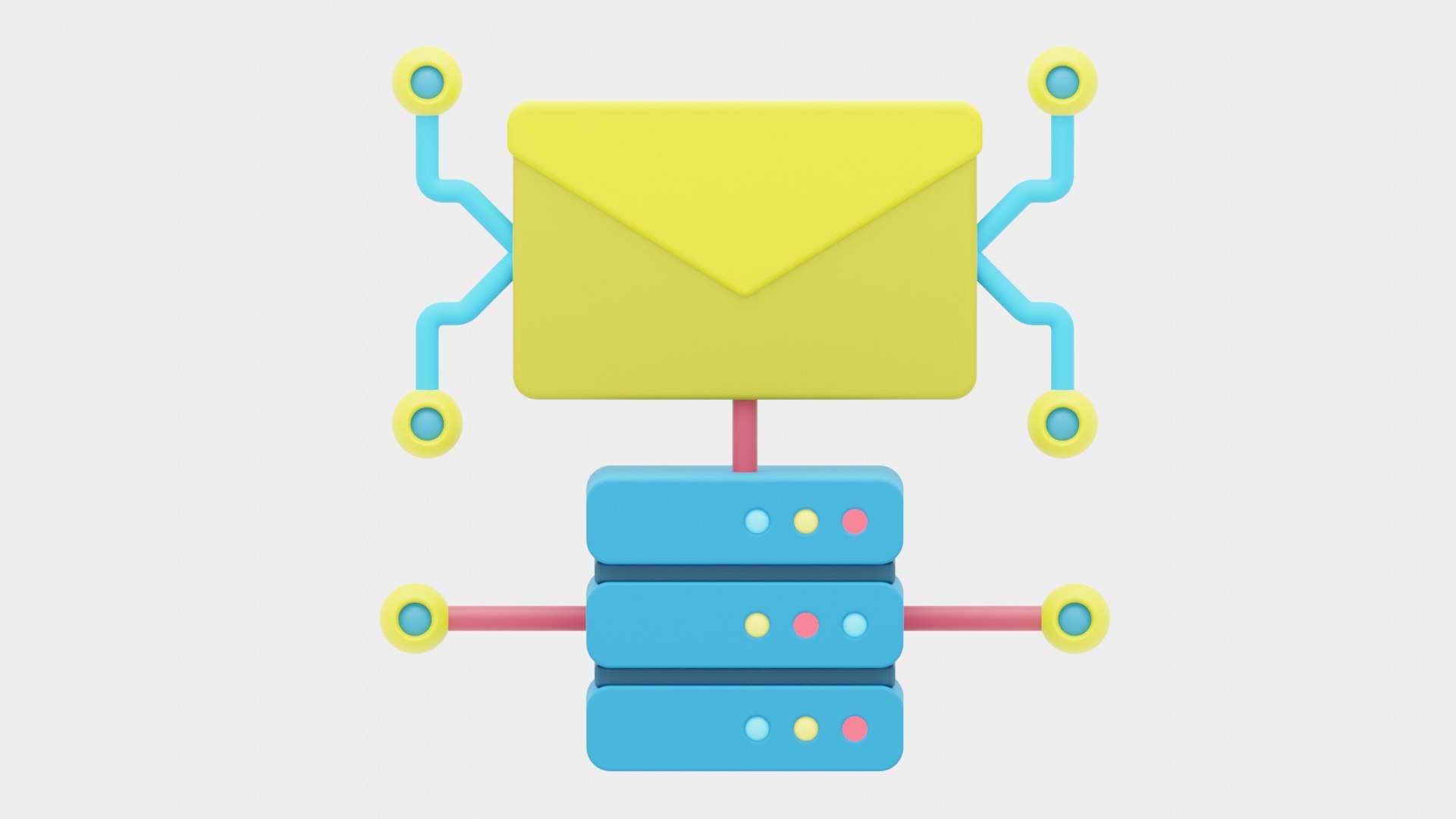 Mail Server Icon Represented With Multiple Routers And Mailing ...