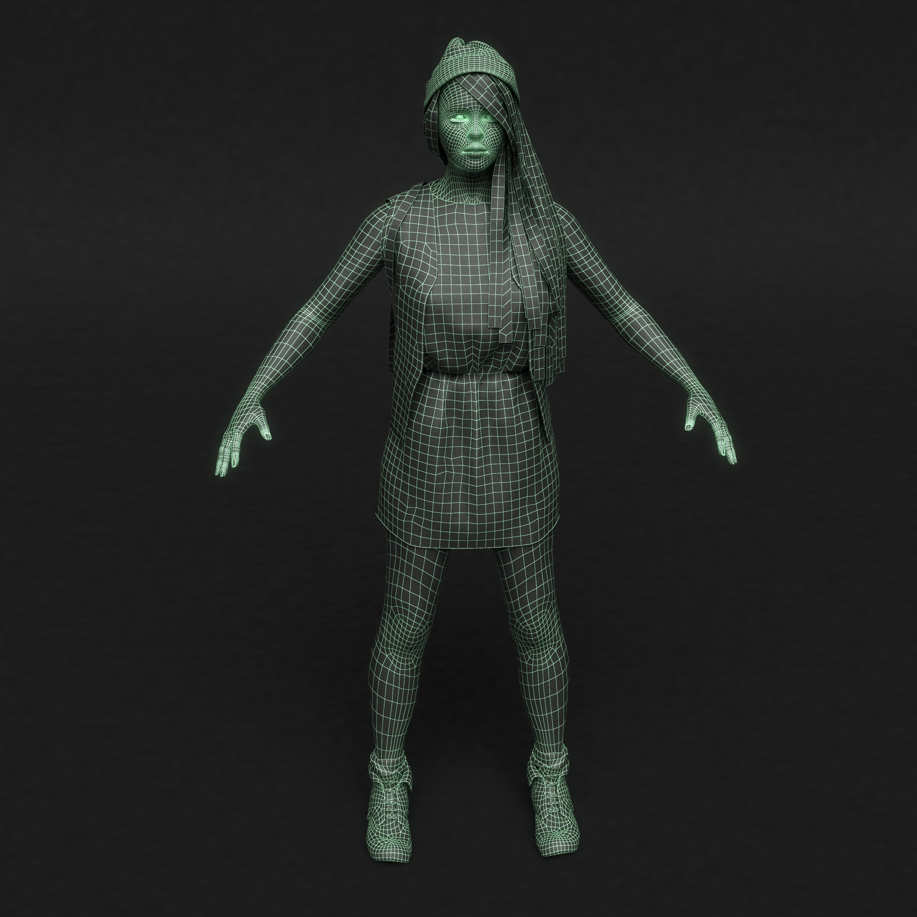 3d model realistic young woman rigged biped
