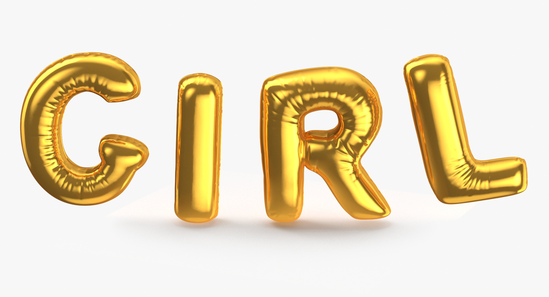 3D Foil Baloon Words Girl Gold model - TurboSquid 1740060