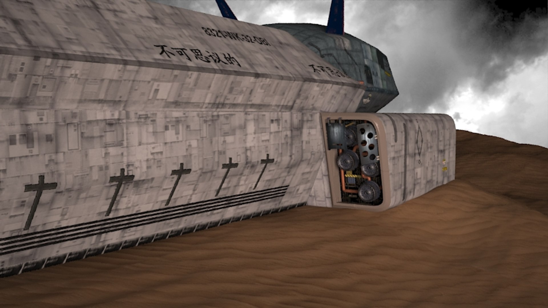3d Model Ship Crashed