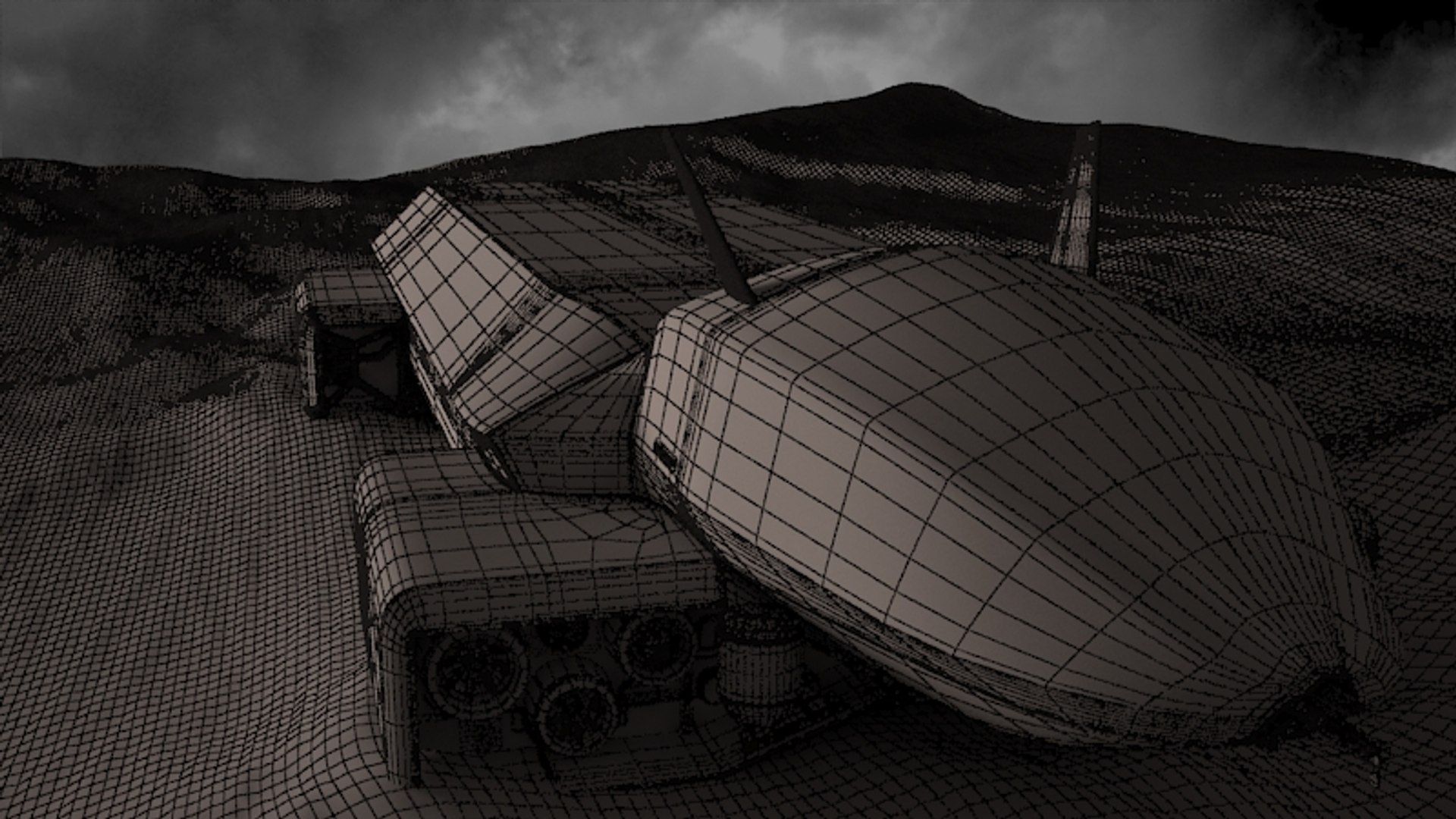 3d Model Ship Crashed