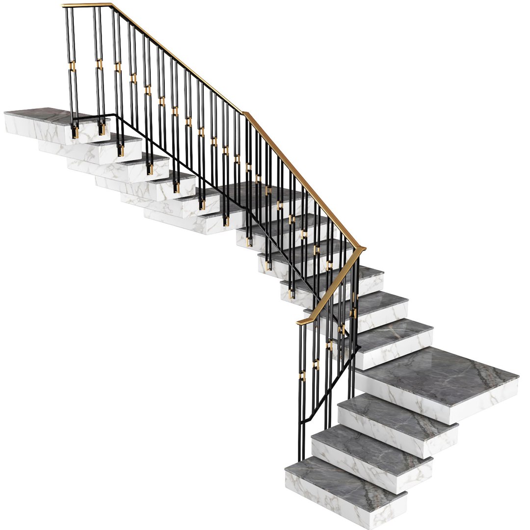 Stair Modern Art Deco Style 3D Model - TurboSquid 2044625