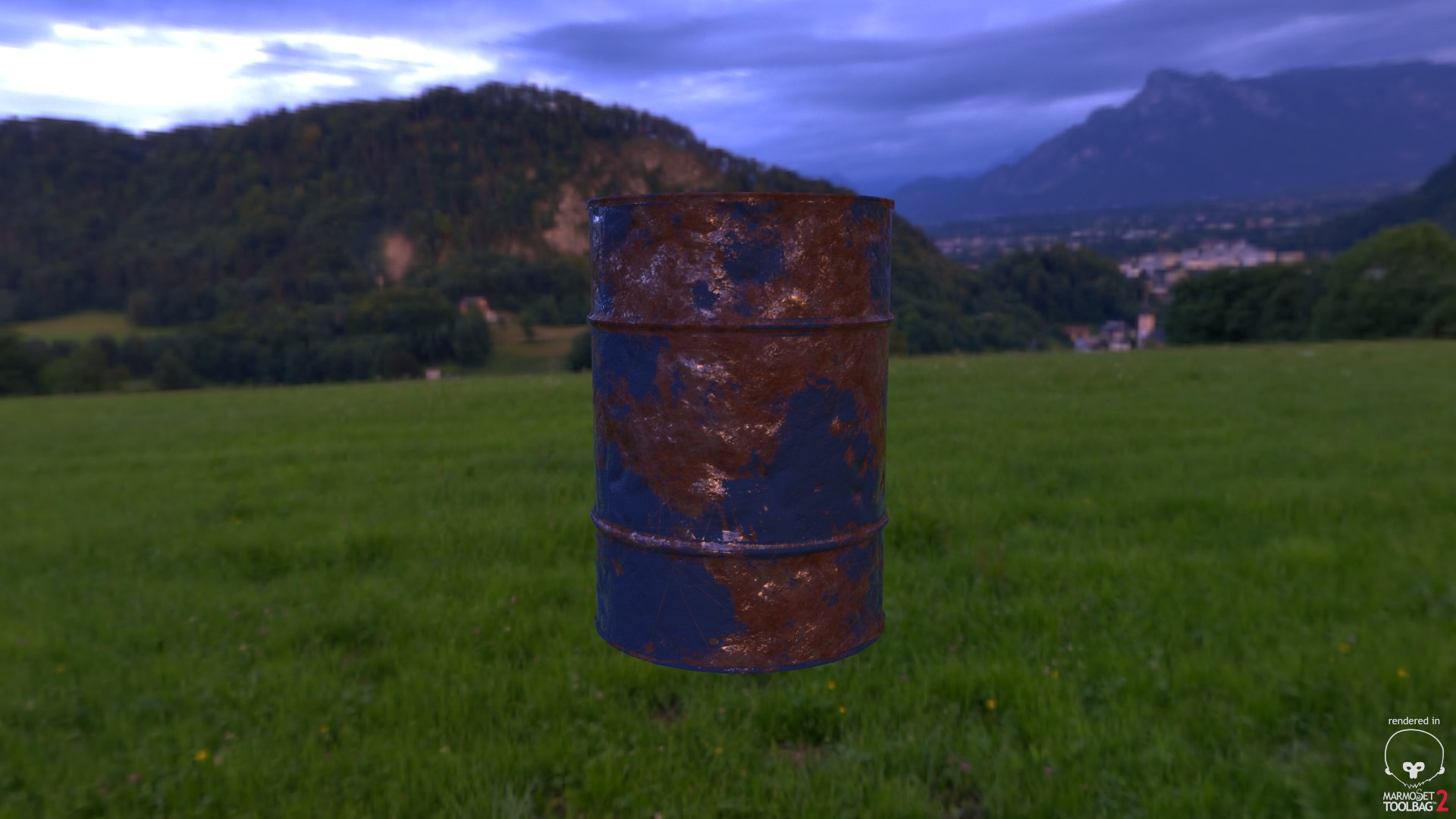 3d model rusty dented barrel