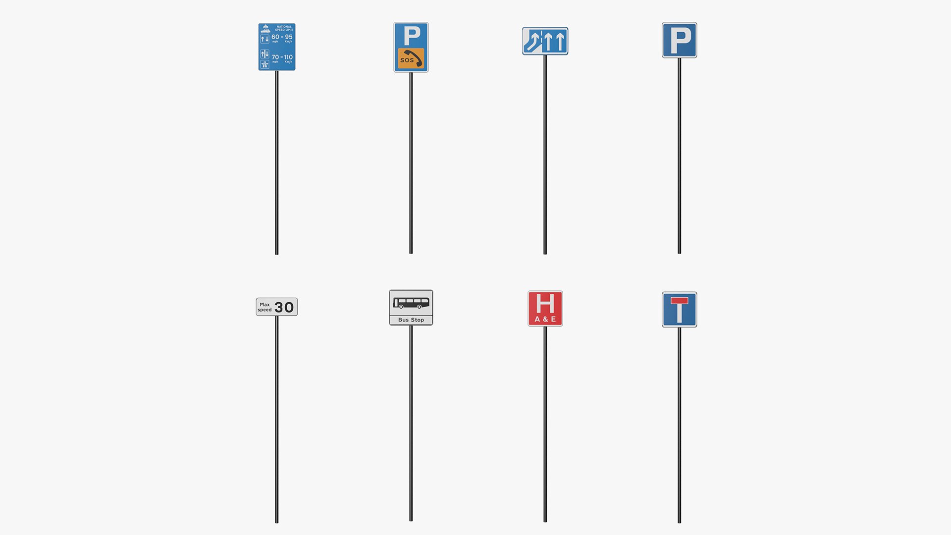 95 UK Traffic Road Signs Pack 3D model - TurboSquid 1952212