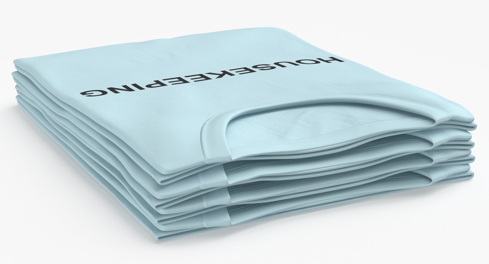 Female Crew Neck Folded Stacked Blue Housekeeping 02 3D Model ...