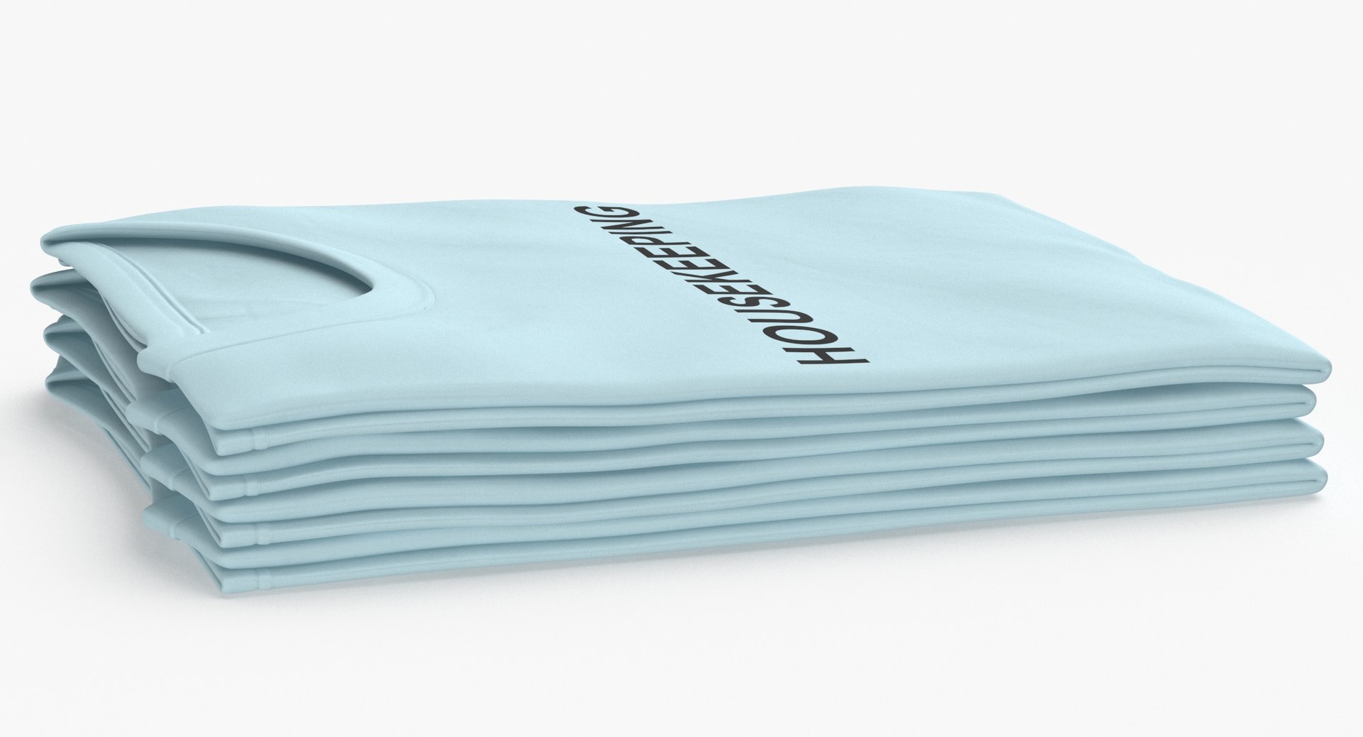 Female Crew Neck Folded Stacked Blue Housekeeping 02 3D Model ...