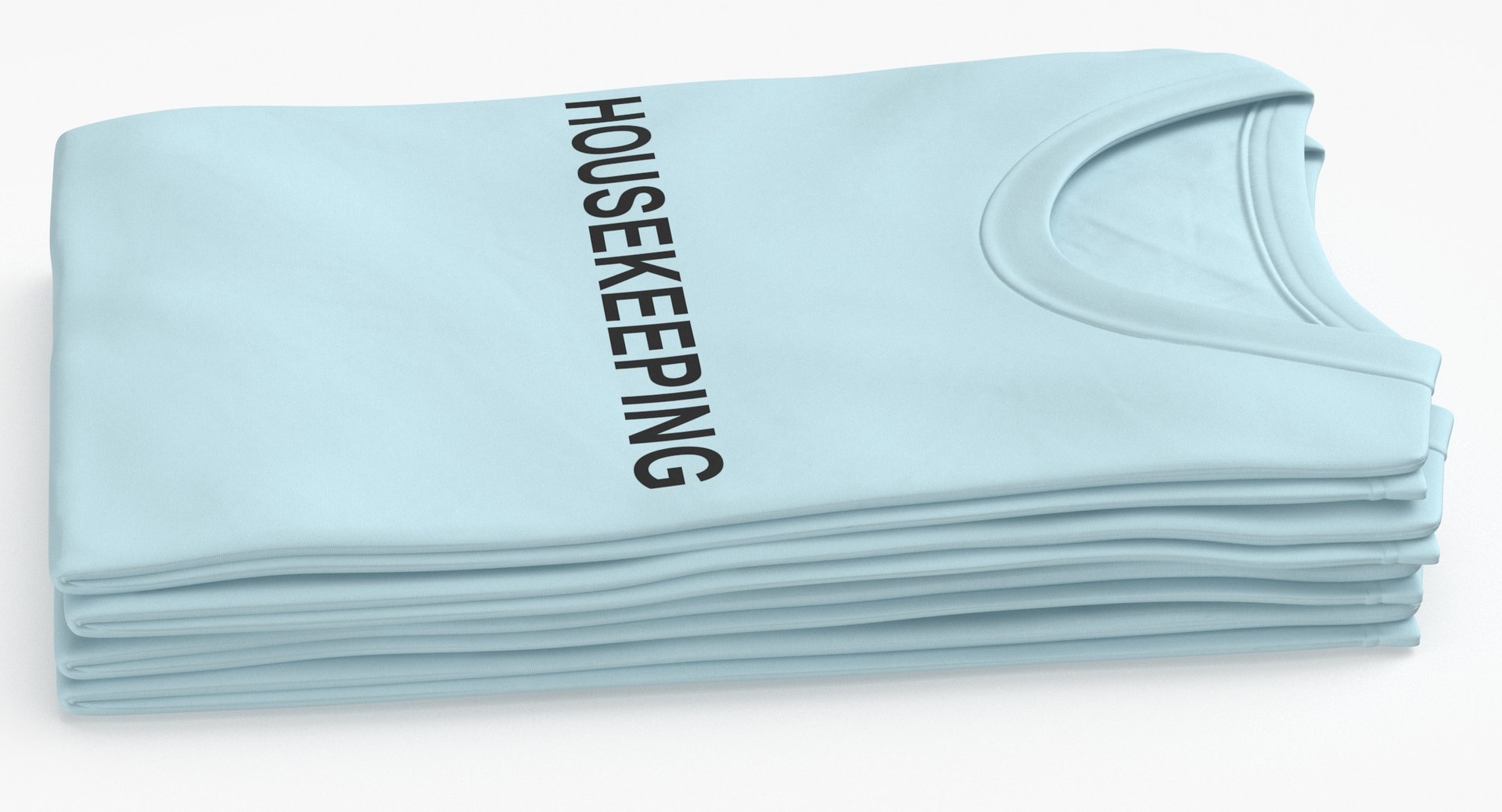 Female Crew Neck Folded Stacked Blue Housekeeping 02 3D Model ...