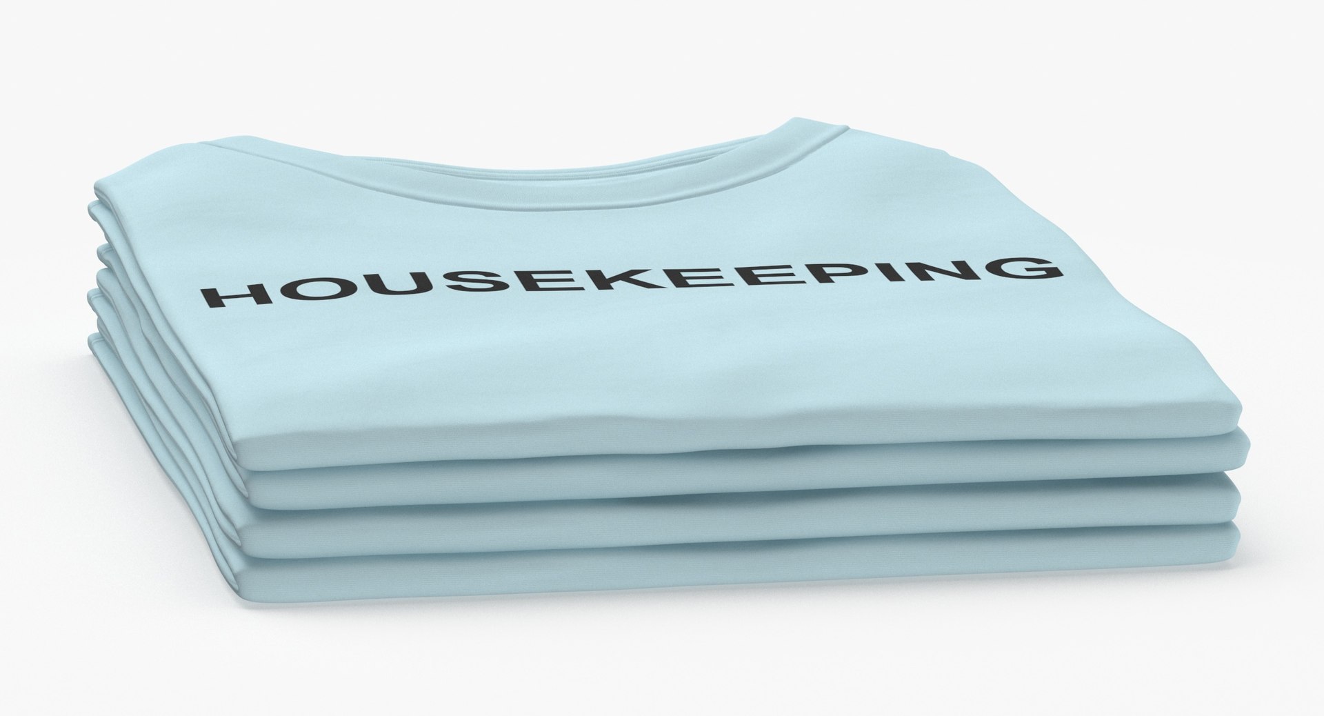 Female Crew Neck Folded Stacked Blue Housekeeping 02 3D Model ...