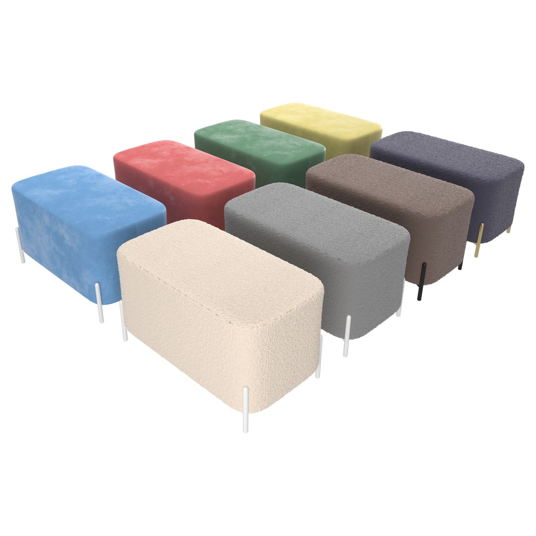 Rectangular Ottoman Pouf Set 3D Model - TurboSquid 2237133