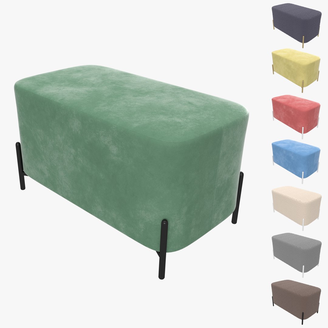 Rectangular Ottoman Pouf Set 3D Model - TurboSquid 2237133