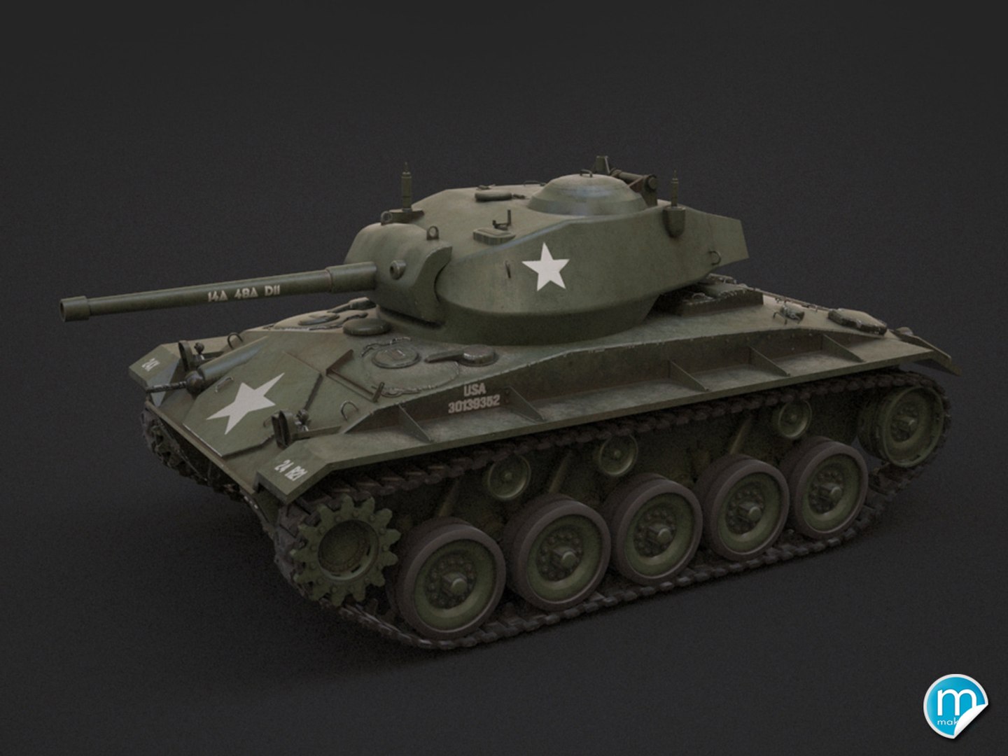 3D M24 Chaffee Model - TurboSquid 1238565