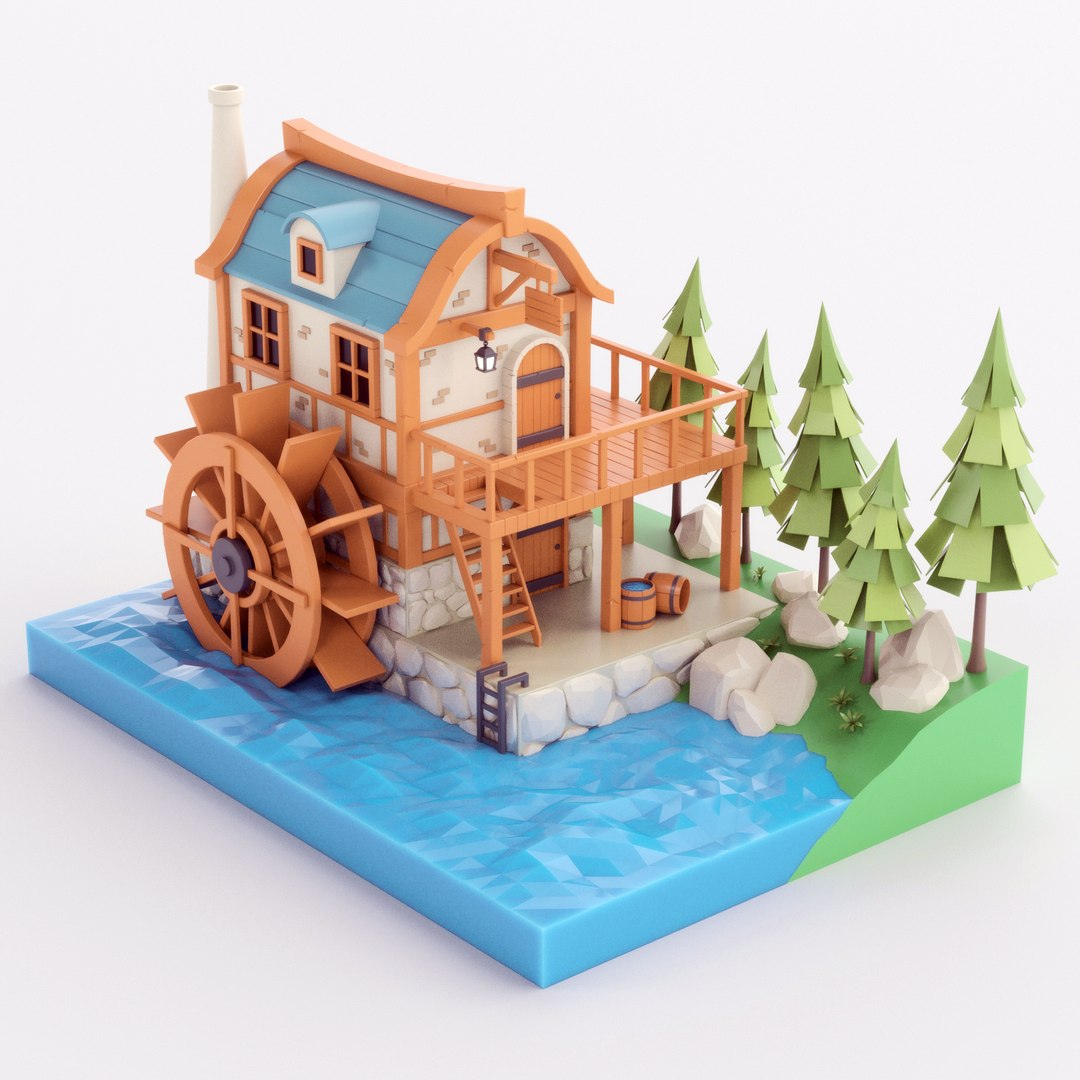 3D Model Stylized Watermill 01 - TurboSquid 1806827