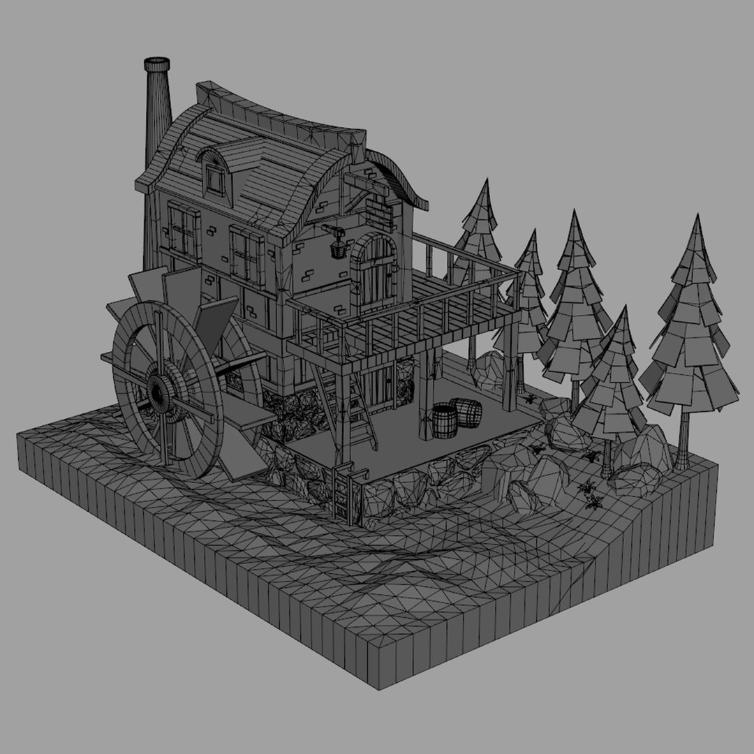 3D Model Stylized Watermill 01 - TurboSquid 1806827